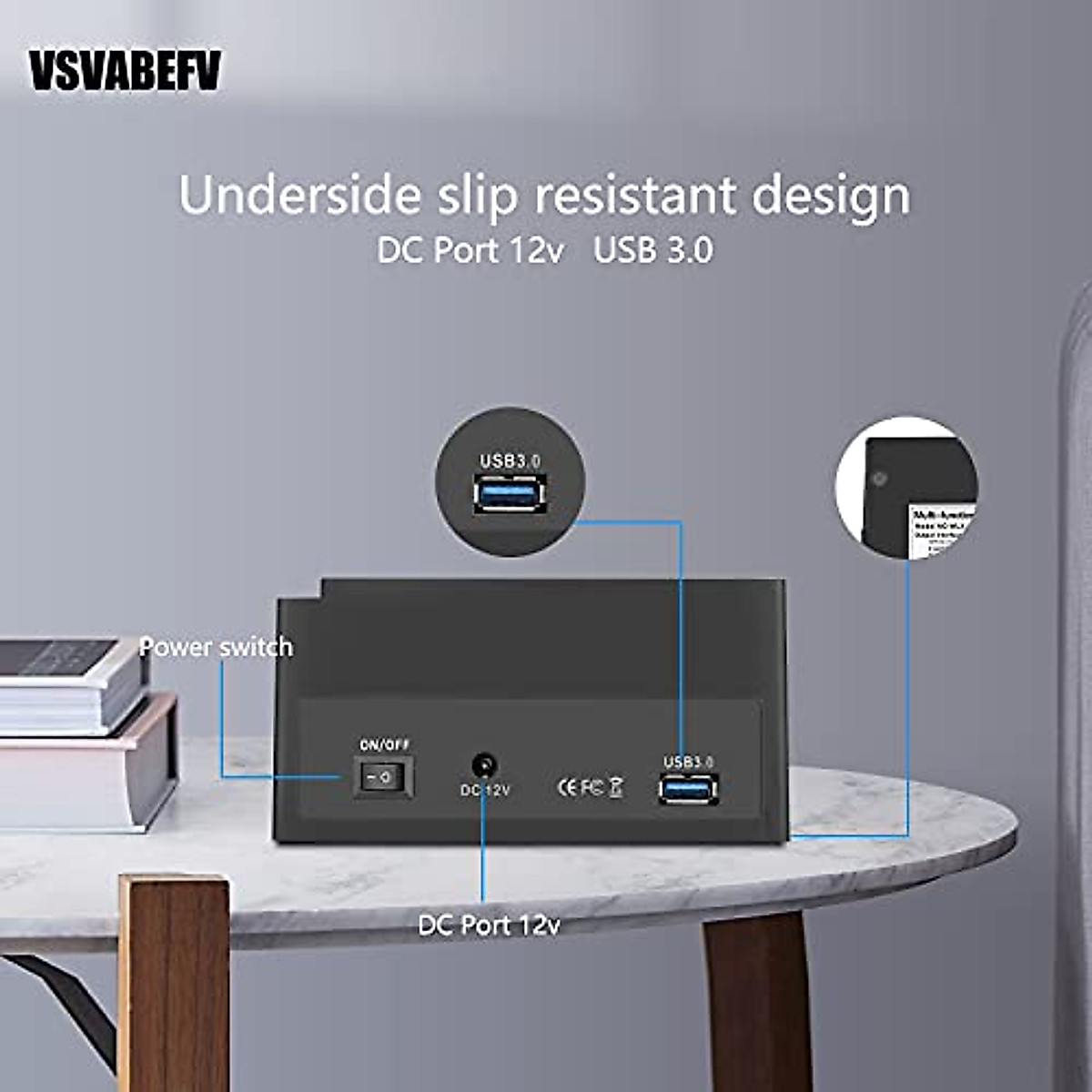 VSVABEFV Hard Drive Docking Station Hard Drive Dock Reader, Hard Drive Enclosure 2.5"/3.5" USB 3.0 to 2 SATA Ports 1 IDE Port External HDD Hard Drive Card Reader USB3.0 Hub with OTB/OTC Offline