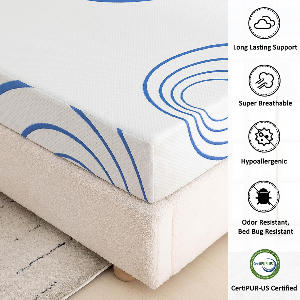 RIDFY Queen Mattress,8 Inch Gel Memory Foam Mattress, Breathable Bed Mattress with Fiberglass Free Cover, Mattress in a Box for Cooler Sleep Supportive,CertiPUR-US Certified (Queen)