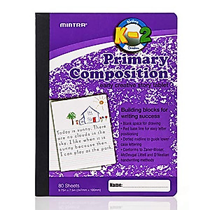 Mintra Office Primary Composition Books (4 Pack, Primary Ruled - Assorted)