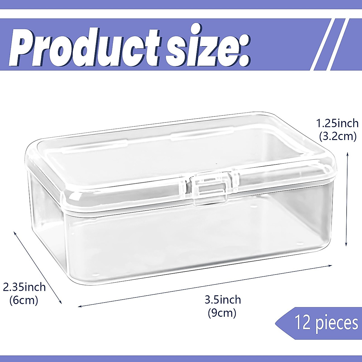 Rcybeo 12 Pcs Small Plastic Storage Containers 3.7x2.4 Inches Craft Organizers Small Plastic Boxs for Beads, Small Items, Jewelry, Crafts Accessories, Game Pieces, Business Cards,Tools
