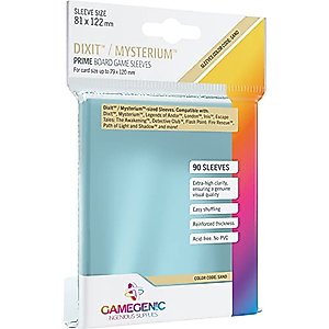 Prime Board Game Sleeves | Pack of 90 Extra-Clear Sleeves | 81 by 122 mm Card Sleeves Optimized for Use with Dixit and Mysterium | Premium Card Protection | FFG Sand Color Code | Made by Gamegenic