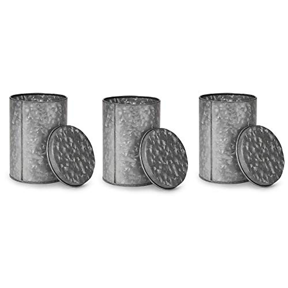 Mind Reader Galvanized 3 Pc Set Canisters, Food Storage Containers, Kitchen, Coffee, Tea. Cookies, Candy, Sugar, One Size, Silver 3 Pack w Lids
