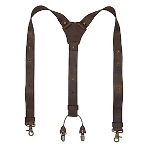 Suspenders Dark Brown Leather Wide 1.36 inch | Wiseguy Original