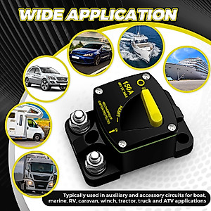 ULVACK 80 Amp Circuit Breaker for RVs Trolling Boat Marine Truck Vehicles Stereo Audio Electronic Battery Solar System, 12V-48V DC, Flush Mount Fuse Inline Holder with Manual Reset Switch Waterproof