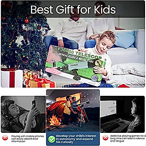 Merkmak Telescope for Kids & Beginners, Kids Telescope 50mm Aperture 360mm AZ, 90X Magnification Astronomical Refracting Telescope with Tripod for Kids to Explore The Moon and Star