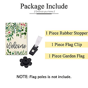 ORTIGIA Welcome Spring Floral Garden Flag Vertical Double Sided 12x18inch Wedding Birthday Flowers Yard Flag for Outside Farmhouse Holiday Green Leaves Anniversary Wedding Yard Lawn Outdoor Decoration