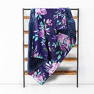 TANOFAR 5 Piece Crib Bedding Set for Girls, Baby Nursery Crib Bedding Set, Purple Flower Minky Blanket, Crib Skirt, Quilt, Crib Sheet and Diaper Stacke,Crib Bedding Set for Girls