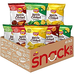 Lay's Kettle Cooked Potato Chips, Variety Pack, 0.85 Ounce (Pack of 40)