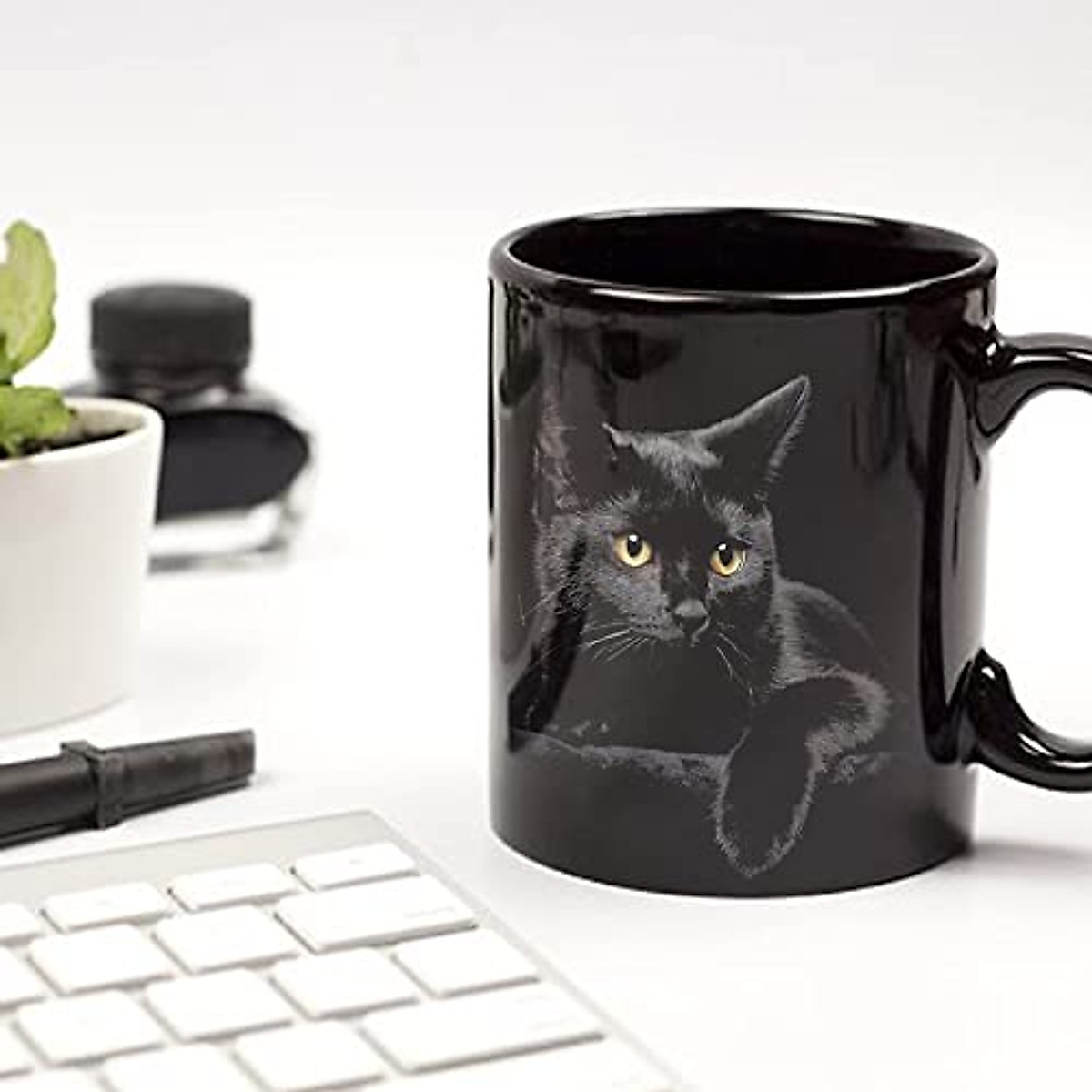 Black Cat - Ceramic Funny Coffee Mug - Perfect Cat Lover Gift - Cute Present - Great Birthday or Valentines Surprise (11oz)