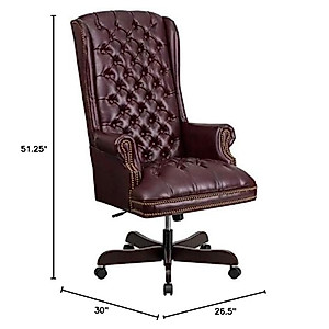 Scranton & Co Traditional Leather Executive Office Chair in Burgundy Red
