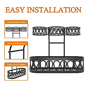 GILLAS Hair Tool Organizer, Hair Dryer and Styling Holder Organizer Wall Mounted/Countertop, Bathroom Storage for Hair Dryer, Flat Iron, Curling Wand, Hot Tools Organizer, Black