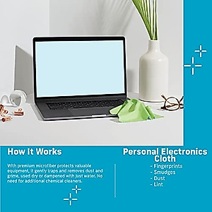 E-Cloth Reusable Personal Electronics Microfiber Screen Cleaning Cloth, Screen Cleaner for Smart Phones, Tablets & Laptop Computers, 100 Wash Guarantee, Green, 1 Pack