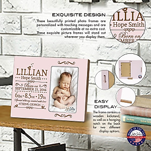 LifeSong Milestones Personalized Picture Frame New Baby Birth Announcement Picture Frame Holds 4x6 Photo Wall Decor Nursery Decor Baby Room Decor Modern Wall Decor Baby Keepsake Products