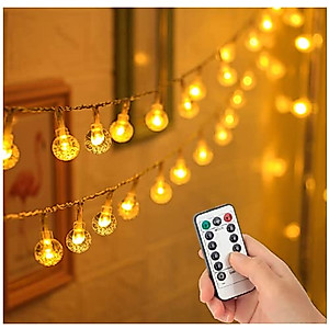Cosumina 33 FT 80 LED Battery Operated Globe Ball String Lights Fairy String Lights Decor for Bedroom Patio Indoor & Outdoor Party Wedding Christmas Tree Garden Lawn Landscape with Remote Warm White