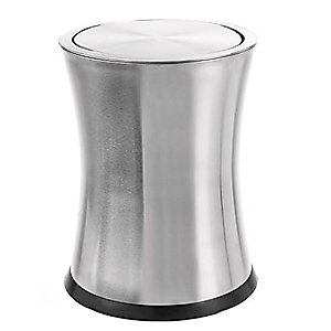 Bennett Swivel-A-Lid Small Trash Can, Stainless Steel Attractive 'Center-Inset' Designed Wastebasket, Modern Home Décor, Round Shape (Silver)