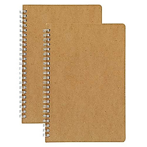 HULYTRAAT Spiral Journal Blank Sketch Book Pad, 5.5 x 8.25 Inches A5, Kraft, 80-Page 40-Sheet Drawing Notebook 2-pack (NBP2)