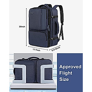 Carry on Backpack, Airline Approved 45L Travel Backpack with 3 Packing Cubes for Men Women, Water Resistant Expandable Overnight Weekender Luggage Daypack Suitcase Duffel Bag, Gift for Travelers, Blue