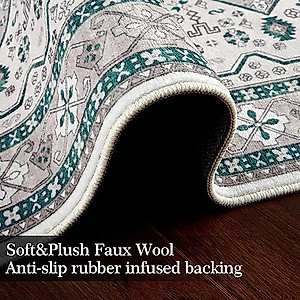 GAOMON Boho Area Rug 8x10 Persian Washable Livingroom Rug, Soft Vintage Boho Gromertic Accent Rugs for Living Room Entryway Dining Room, Non-Slip Non-Shedding Low-Pile Floor Carpet