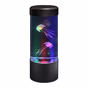 Playlearn Mini Jellyfish Lamp with 5 Color Settings – Round Desktop Aquarium Mood Lamp - Battery Powered