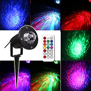 KOOT Outdoor Water Wave Lights Projector Ocean Ripple Garden Lighting 10 Color LED Waterproof Water Effect with Remote for Christmas Halloween Garden Indoor Wedding Party Holiday Disco Kids