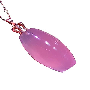 Muko Gemstone Genuine Natural Rose Quartz Pink Crystal Barrel Women Pendant 34x19mm AAAAA