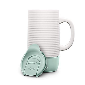 Ello Jane Ceramic Travel Mug with Handle, Splash-Resistant Slider Lid and Built in Coaster, Perfect for Coffee and Tea, BPA Free, Dishwasher Safe, Yucca, 18oz
