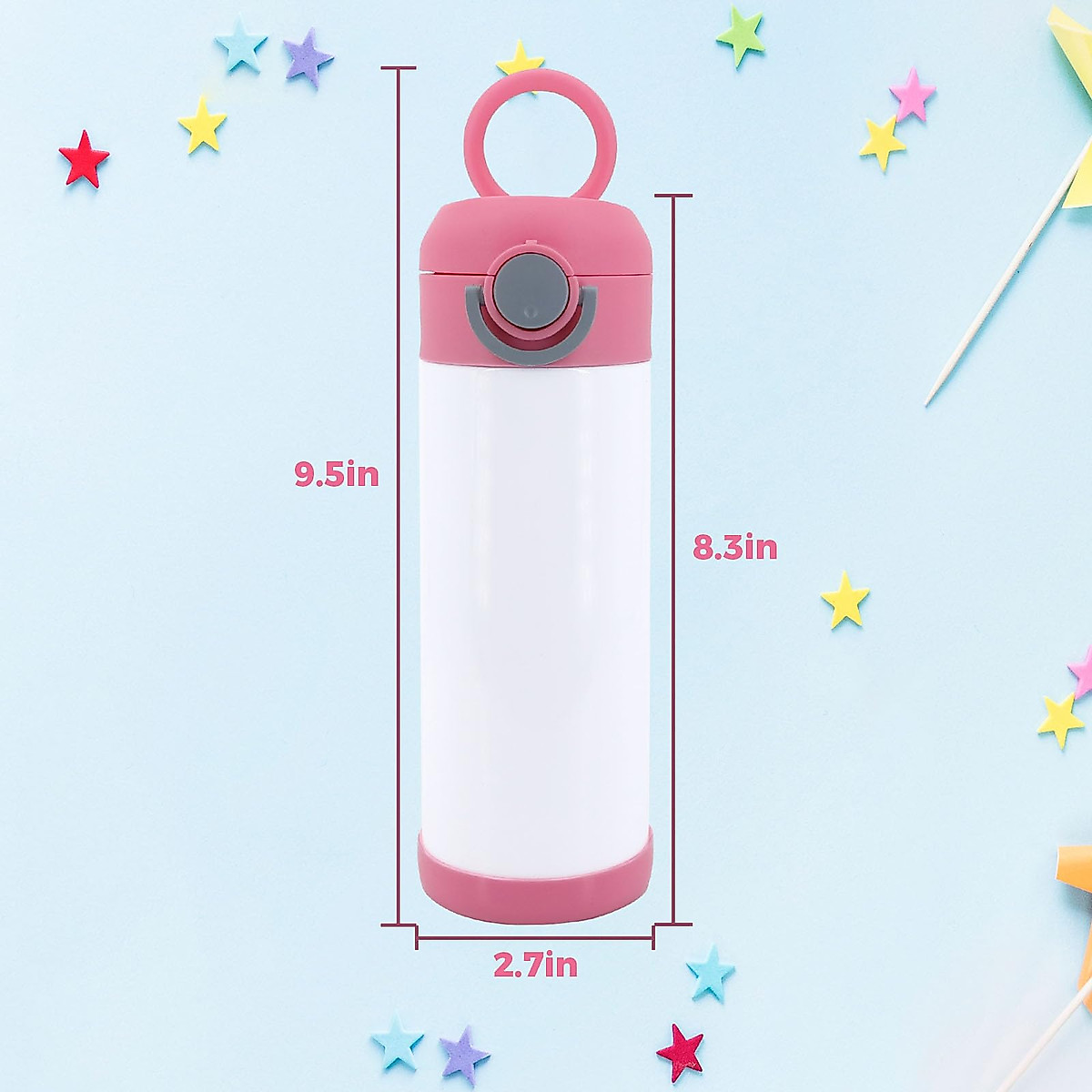 ZREGGUR 24pack Mixed coloer 12oz sublimation tumbler kids sippy cup blank stainless steel thermos kids water bottle for school toddler cups spill proof with straw and lid