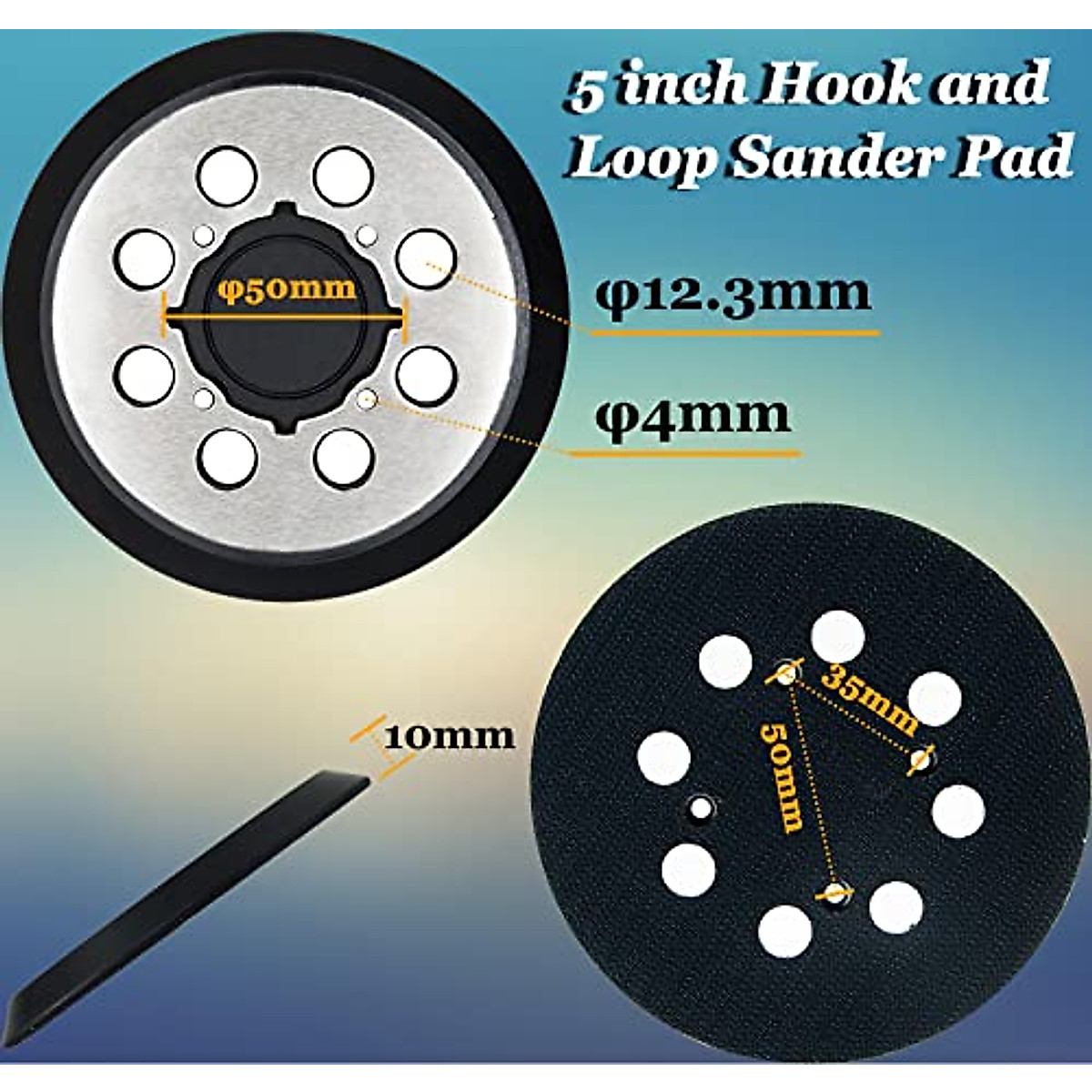 5 inch 8 Hole Hook & Loop Replacement Sander Backing Pad for DeWalt DWE64233, N329079, RSP54 - Metal Backing - Compatible with DWE6423/6423K, DWE6421/6421K, DWE6421-B2, DWE6421-B3, DWE6421-BR (1 Pack)