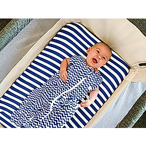 Pack n Play Sheets – Premium Pack and Play Sheet 4 Pack – 100% Super Soft Jersey Knit Cotton Playard Mattress Portable Playpen Fitted Play Yard Mini Crib Sheet for Boy (24 x 38 x 5)