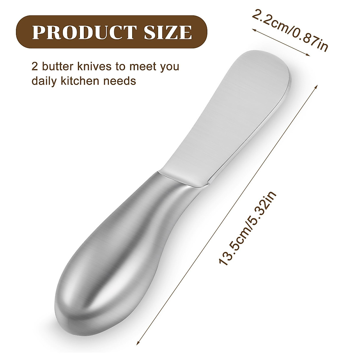 2 Pieces Butter Spreader Knives, Stainless Steel Butter Knife, Multipurpose Cheese Spreader Knives, Cheese Knives Butter Knife Spreader for Cheese Cold Butter Jam Pastry making Charcuterie Utensils