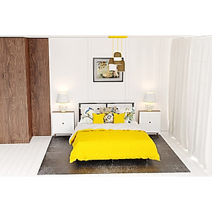 UrbanLab QuickLock Queen Platform Bed Frame with Headboard | Quiet & Sturdy | No Box Spring | 14 inch Mattress Foundation Metal Platform Bed Frame | Quiet & Sturdy | No Box Spring Needed