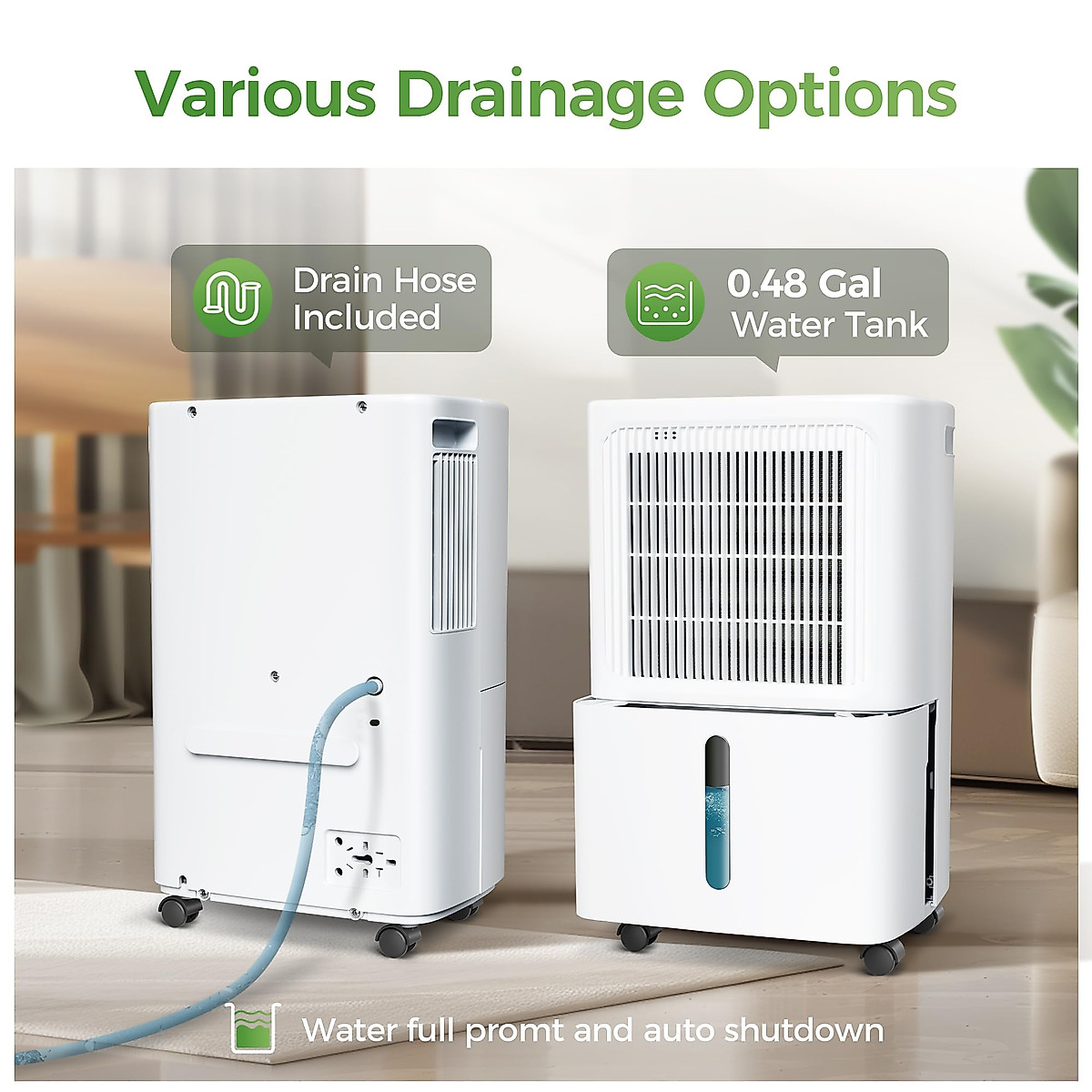 WATTSMART 2,500 Sq Ft Home Dehumidifier with Drain Hose, 55 OZ Water Tank, 24 Hr Timer, 50 Pints High Efficiency Compressor for Basements, Bedrooms, Bathrooms and Laundry Rooms