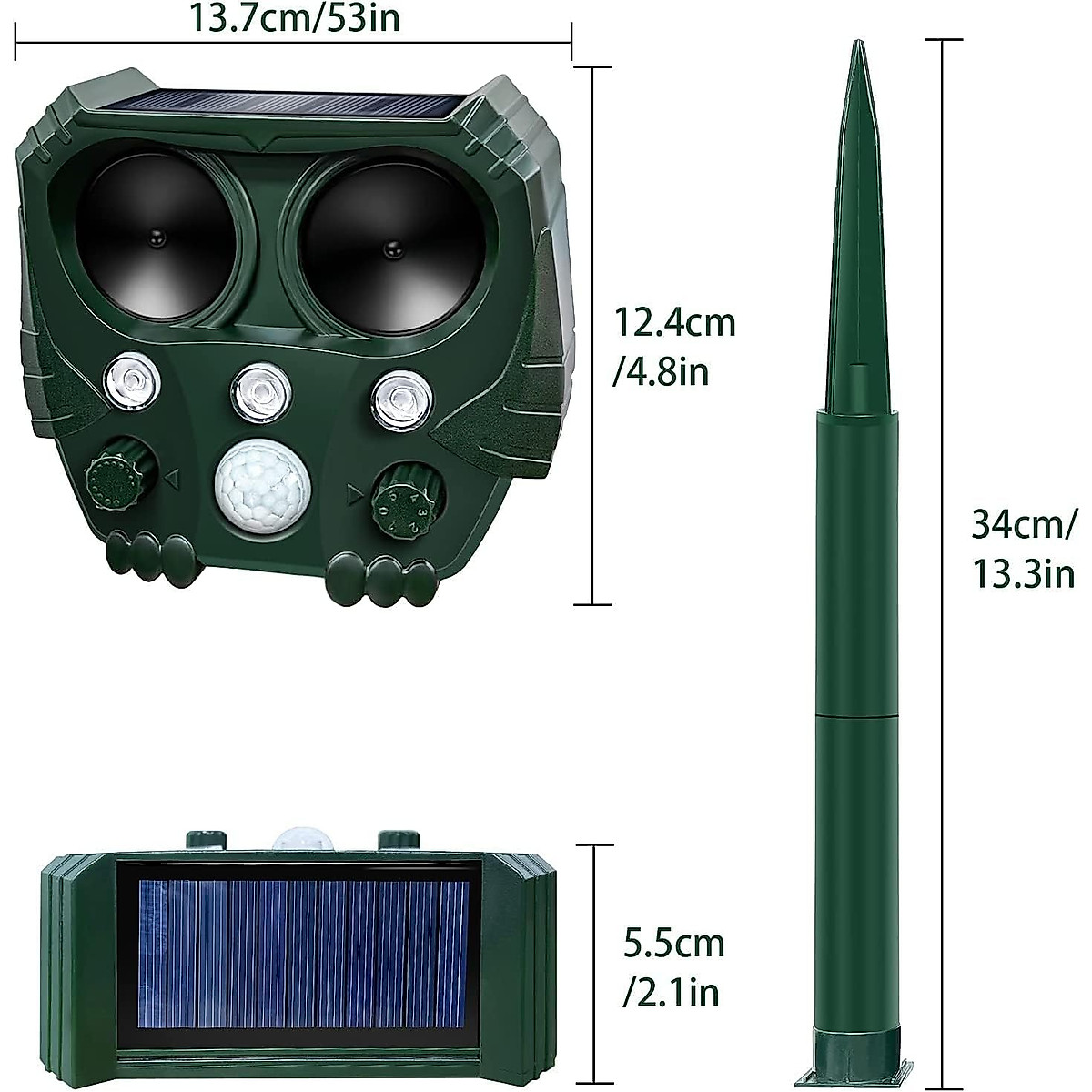 2 Pack Upgraded Ultrasonic Animal Repeller Outdoor Cat Repellent Deer Repellent Devices Solar Animal Repeller with Motion Sensor Deterrent Light to Scare Cat Raccoon Rabbit Squirrel Skunk Out of Yard