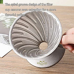 MERMOO YILAN Pour Over Coffee Maker Set 304 Stainless Steel Vintage Style Coffee Dripper with Coffee Server Set Perfec for 2-4 Cups