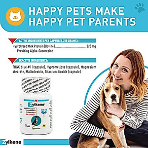 Vetoquinol Zylkene Behavior Support Capsules for Medium Dogs 33-65lbs, Calming All Natural Milk Protein Supplement, Helps Relieve Dog Anxiety During Fireworks and Thunder, 225mg