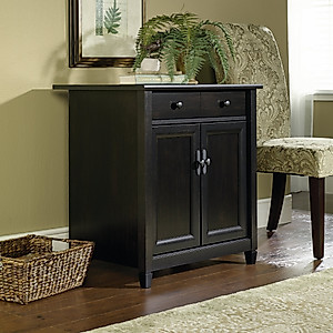 Sauder 408696 Edge Water Utility Cart/Stand, L: 28.19" x W: 19.45" x H: 29.02", Estate Black finish