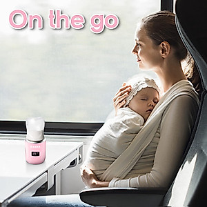 Portable Bottle Warmer Milk Warmers for Breastmilk or Formula, Travel Bottle Warmer Digital Display Thermostat Milk Heater for Baby Milk Perfect Temperature Fast Bottle Warmer Fits Most Bottle Size