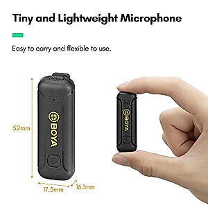 CalmGeek BY-WM3T2-D2 One-Trigger-Two Mini 2.4G Wireless Microphone System Clip-on Microphones 50M Transmission Built-in Battery Replacement for 13/12/11/10 Vlog Live Streaming