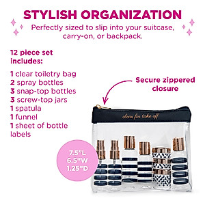 Miamica Women's-Adult Toiletry Kit, Navy & Gold, 12-Piece