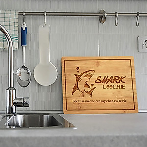 Shark Charcuterie Board/Personalized Shark Cutting Board/Bamboo Chopping Board/Meats and Cheeses Serving Boards,Because No One Can Say Charcuterie Board,Nice Gift for Mom (Board D, 11''×8.5'')