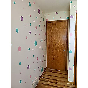 Pastel Polka Dot Wall Decals -Girls Room Decor Stickers Living Room Bedroom, Bathroom, Playroom, Baby Nursery Toddler to Teen DIY Decoration (Pastel)