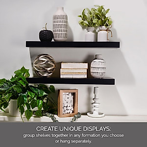 MELANNCO Black Pole Mount Chunky Shelves, Hardware and Instructions Included, Set of 2 23.6x5.7x1.5 Inch