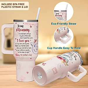 TAMUNBEE First Mothers Day Gifts For New Mom, Daughter From Baby, Sister, Son - 1st Mothers Day Gifts From Husband - First Time Mother Presents - Elephant 40oz Tumbler With Handle for Woman
