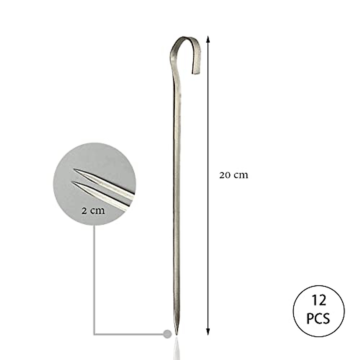 DELIGHTBOX UPI New Long Stainless Steel, Barbecue, BBQ, Shish Kebab Kabob Skewers, Ring-Tip Handle, 1 Dozen, 12" L