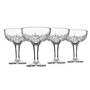 Godinger Champagne Coupe Barware Glasses - Set of 4, 6oz, Dublin Crystal Collection