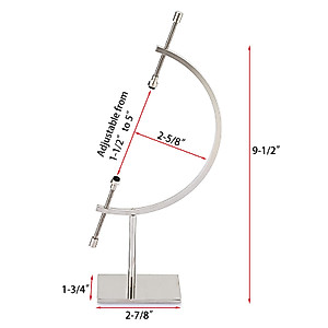JUXYES Silver Toned Sphere Holder Caliper Stand, Hold 1-1/2 to 5, Caliper Style Display Stand for Mineral, Ornament, Gem, Shell, Coin, etc