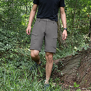 Stlight Men's Hiking Cargo Shorts Quick Dry Lightweight Tactical Shorts with Multi Pocket for Camping Fishing Golf(Grey 36W/10L)