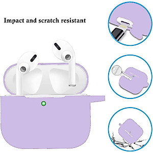 Case Cover for Airpods Pro 2nd Generation Charging Case 2022, Soft Silicone Protective Case with Keychain and Cute Puff Pom Pom Ball Kit Front LED Visible (Lavender Purple)