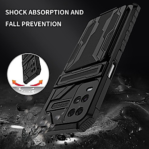 Asuwish Phone Case for Oppo A54 4G with Tempered Glass Screen Protector Cover and Slim Credit Card Holder Stand Hybrid Mobile Slot Kickstand Film Rugged Cell Accessories CPH2239 Women Men Black
