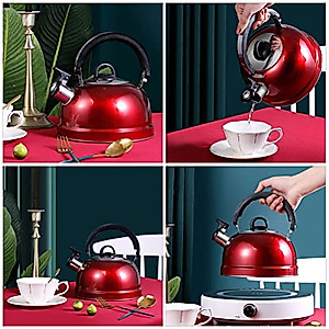 Cabilock Tea Kettle Electric 3L Stainless Steel Tea Kettle Whistling Kettle Sound Water Kettle Stovetop Teapot Boiling Kettle Water Boiler for Gas Stove Stovetop Pour Over Coffee Kettle